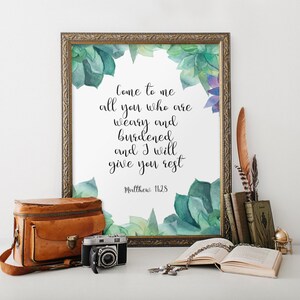 Christian Poster, Matthew 11:28, Scripture Art Printable, 8x10 11x14 ...