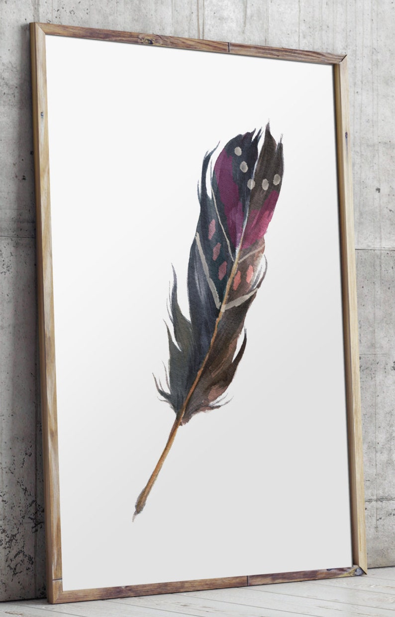 Printable Feather Poster Wall Art Printable Decor Instant | Etsy