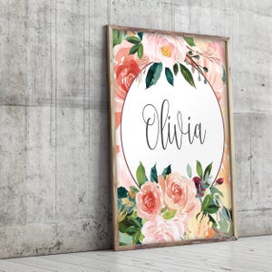 Personalized Name Signs, Floral Name Sign, Personalized Nursery Wall ...