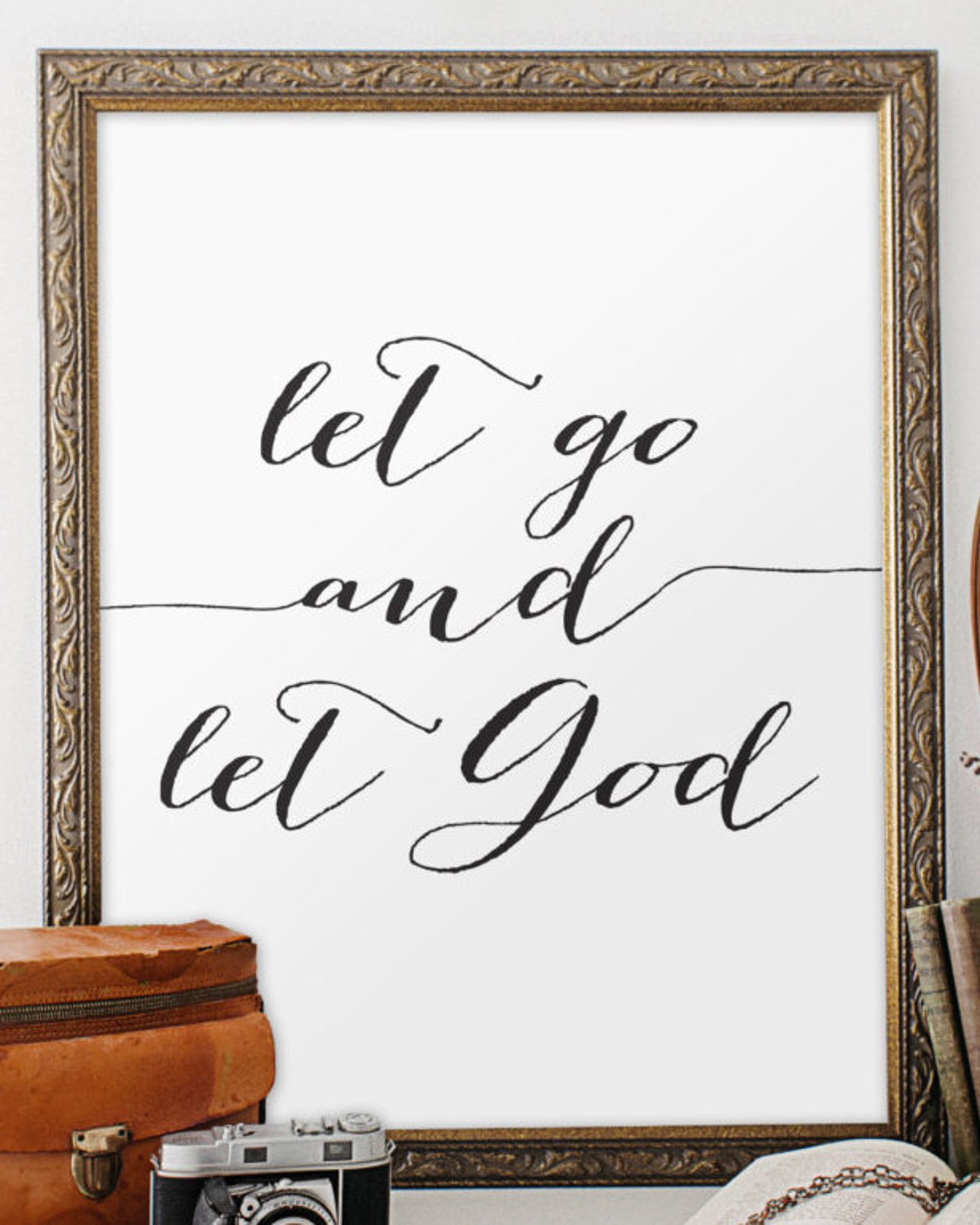 Let Go and Let God Religious Prints Christian Wall Art | Etsy