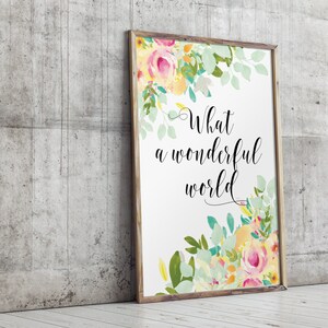 Song Lyrics Wall Art, What a Wonderful World Print, Typography Print ...