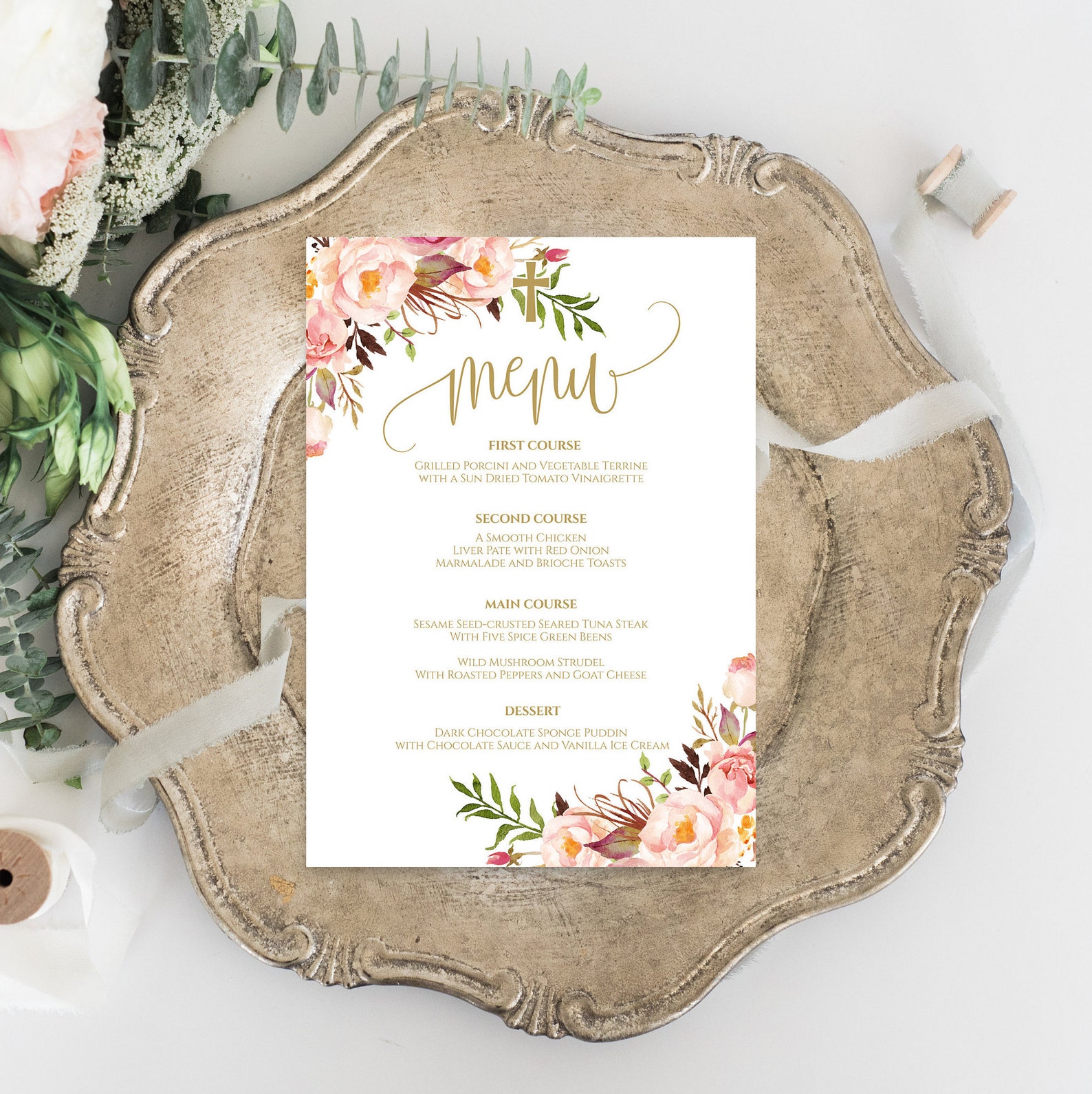 Menu for Baptism Instant Download Pink Baptism Menu Girl | Etsy