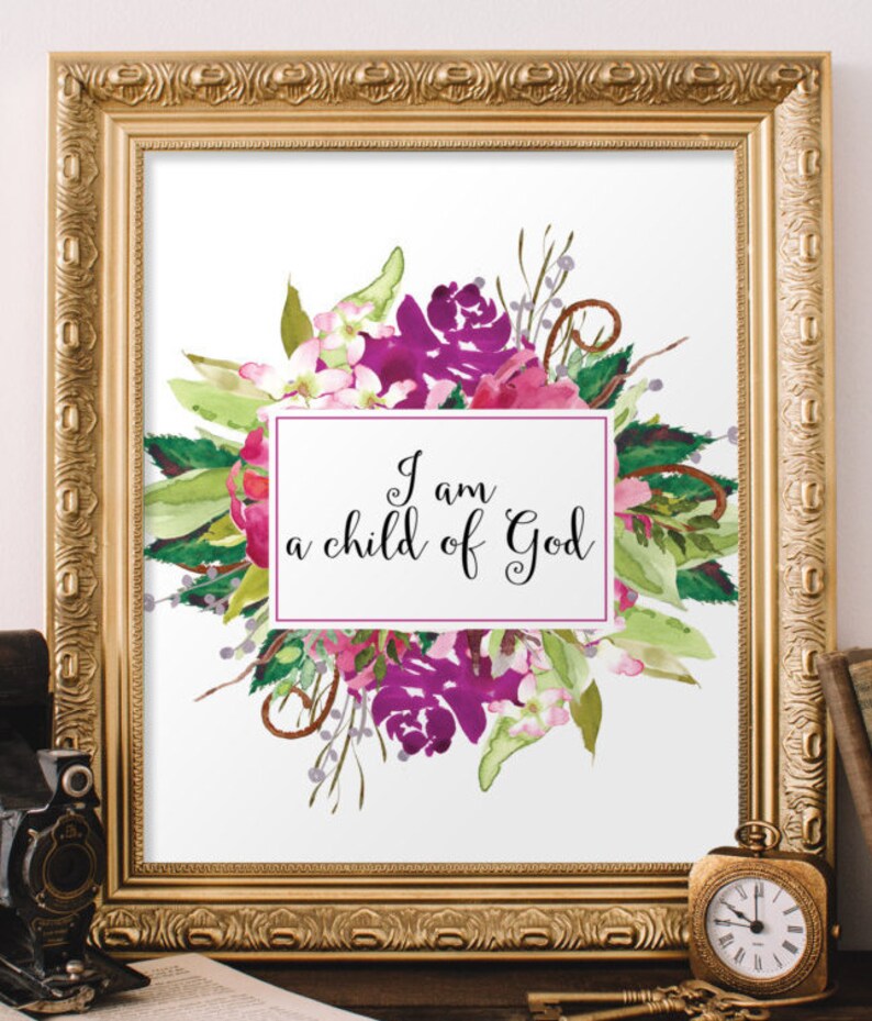 Bible verse wall art for a girls room floral decor kids room | Etsy