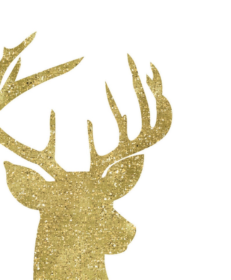 Gold Deer Head Gold Wall Decor Gold Printable Gold Antler | Etsy