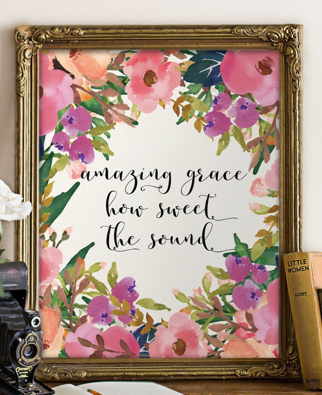 Printable verses Amazing grace wall art print Christian wall | Etsy