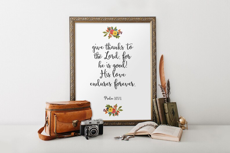 Thanksgiving Quote Print Bible Verse Wall Art Thanksgiving | Etsy