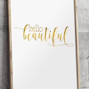 Hello Beautiful Printable Art, Gold Foil Print Nursery Prints Girl ...