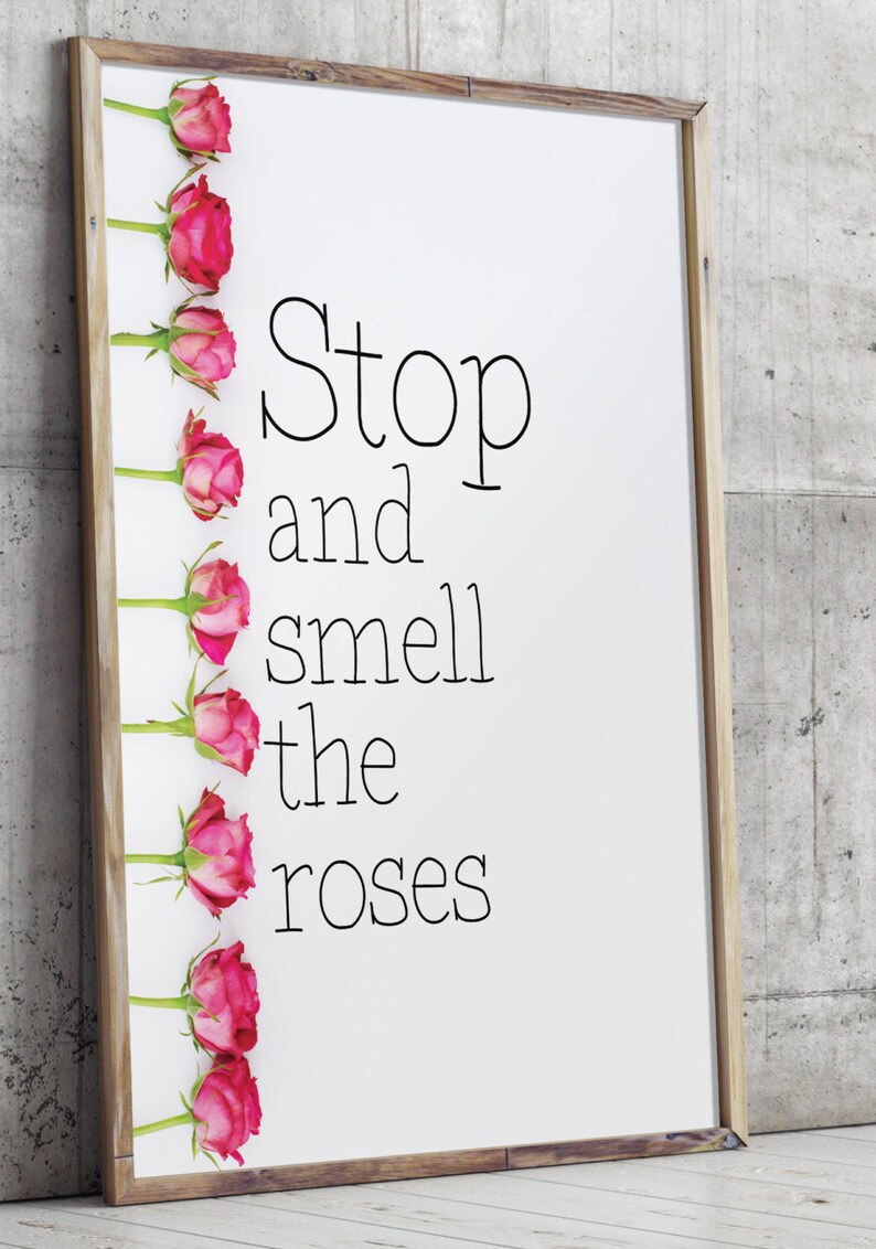 Room Decor Inspirational Quote Stop and Smell the Roses - Etsy