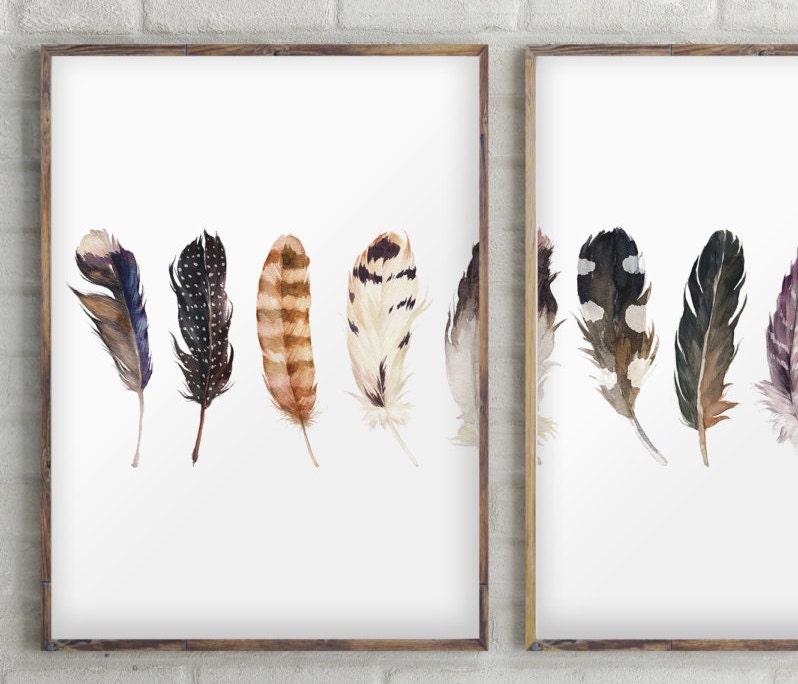 Tribal Art Print Tribal Decor Feather Art Feather Wall Art | Etsy
