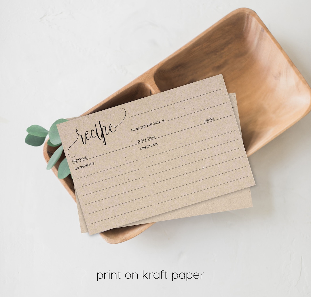Recipe Card Printable Template, Printable Recipe Card, Recipe Card ...