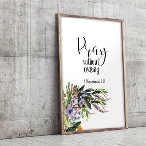Bible Verse Print Art, Scripture Art, Pray Without Ceasing, Bible Verse ...