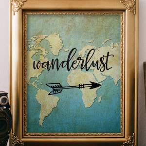 Wanderlust Print Travel Poster Printable Prints Travel Quote Wall Art ...