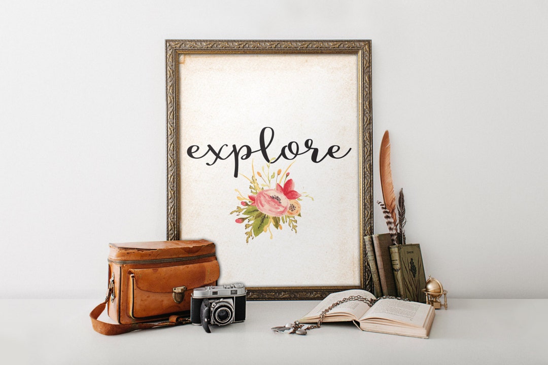 Explore Wall Art Print Quote Printable Wall Art Decor Brush Lettering ...