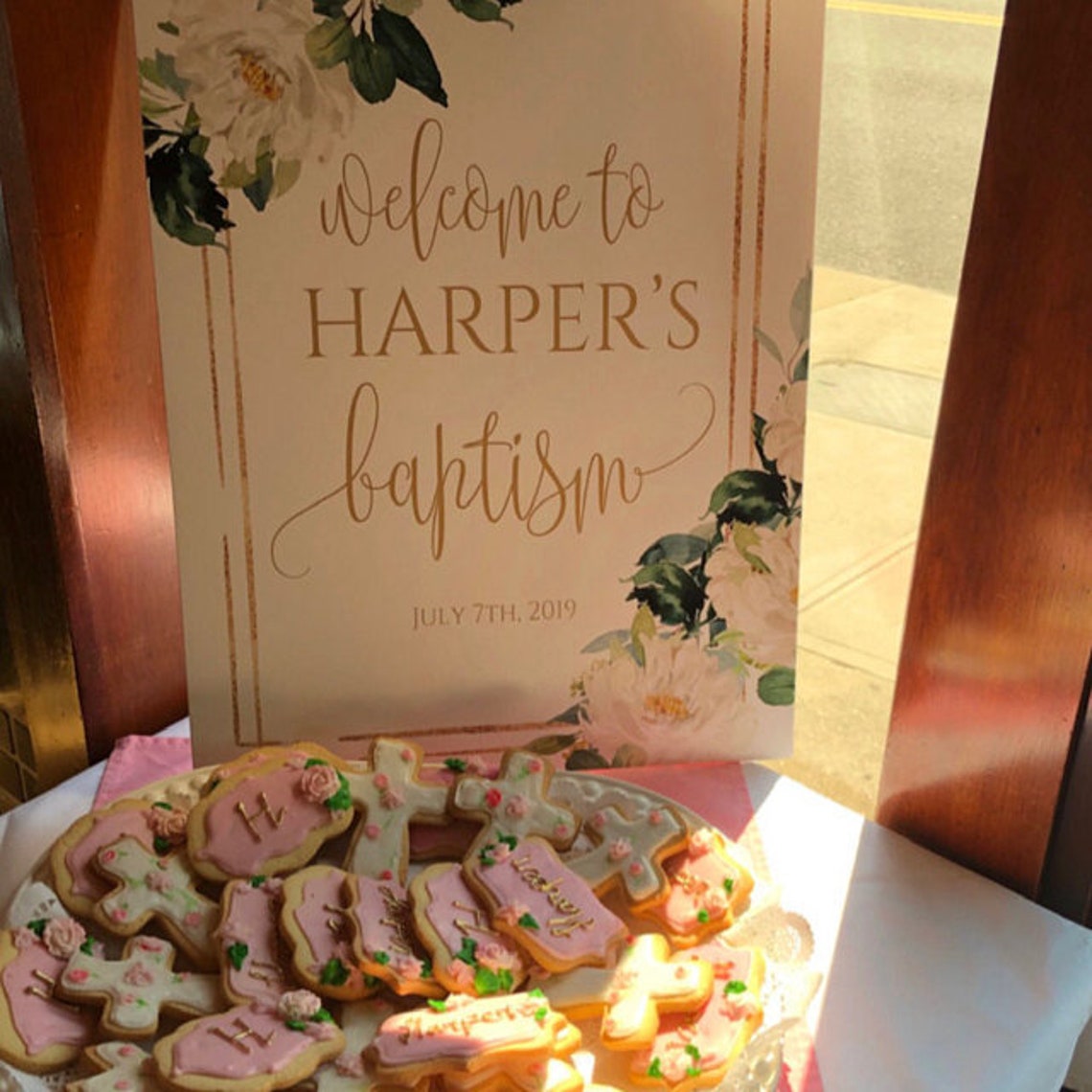 Baptism Decorations Girl, Custom Baptism Sign, Christening Decoration ...