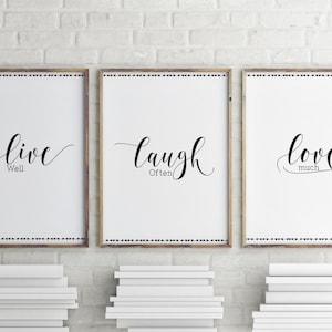 Set of 3 Prints Live Laugh Love Wall Art Motivational Print - Etsy