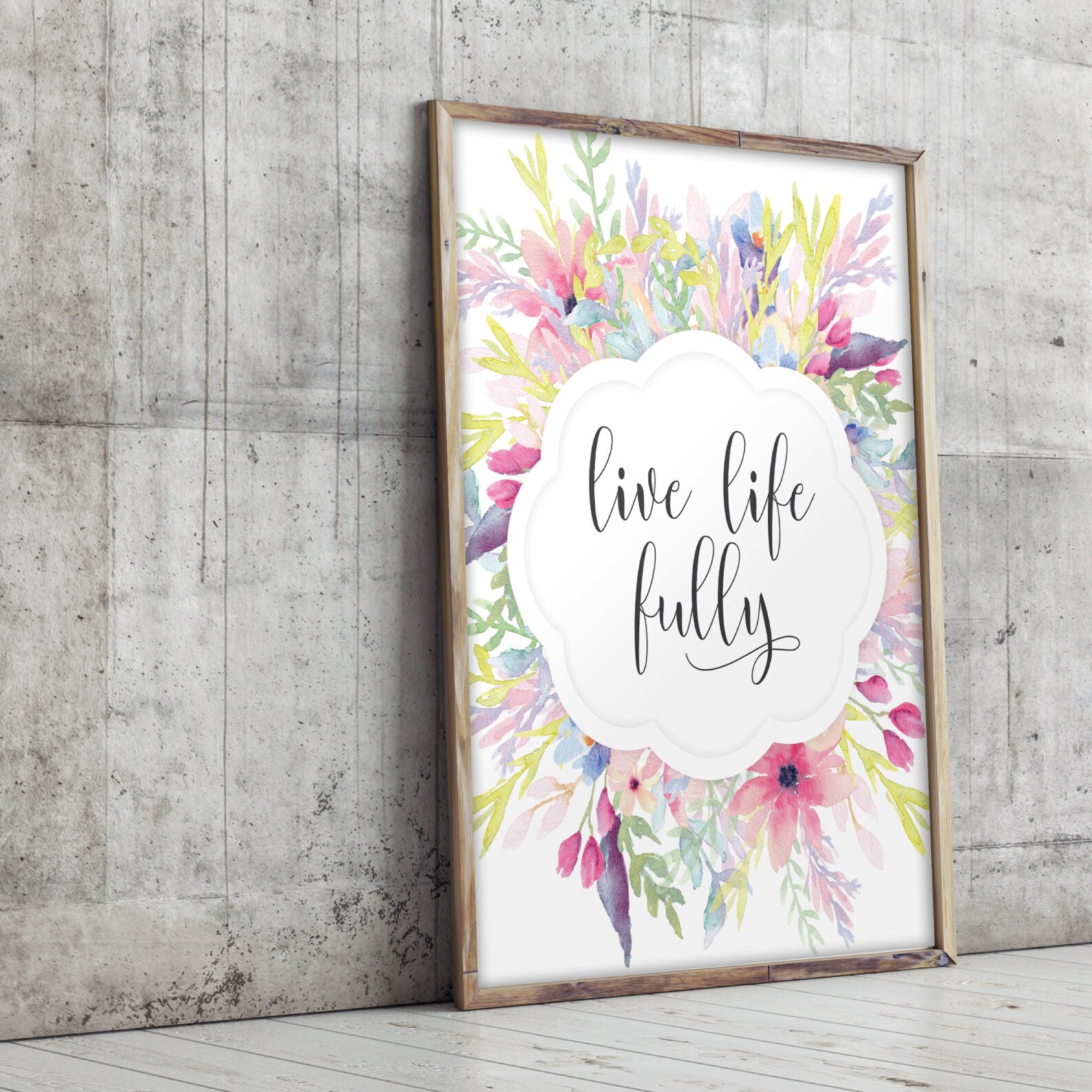 Live Life Fully Quote Inspirational Quote Printable Art | Etsy
