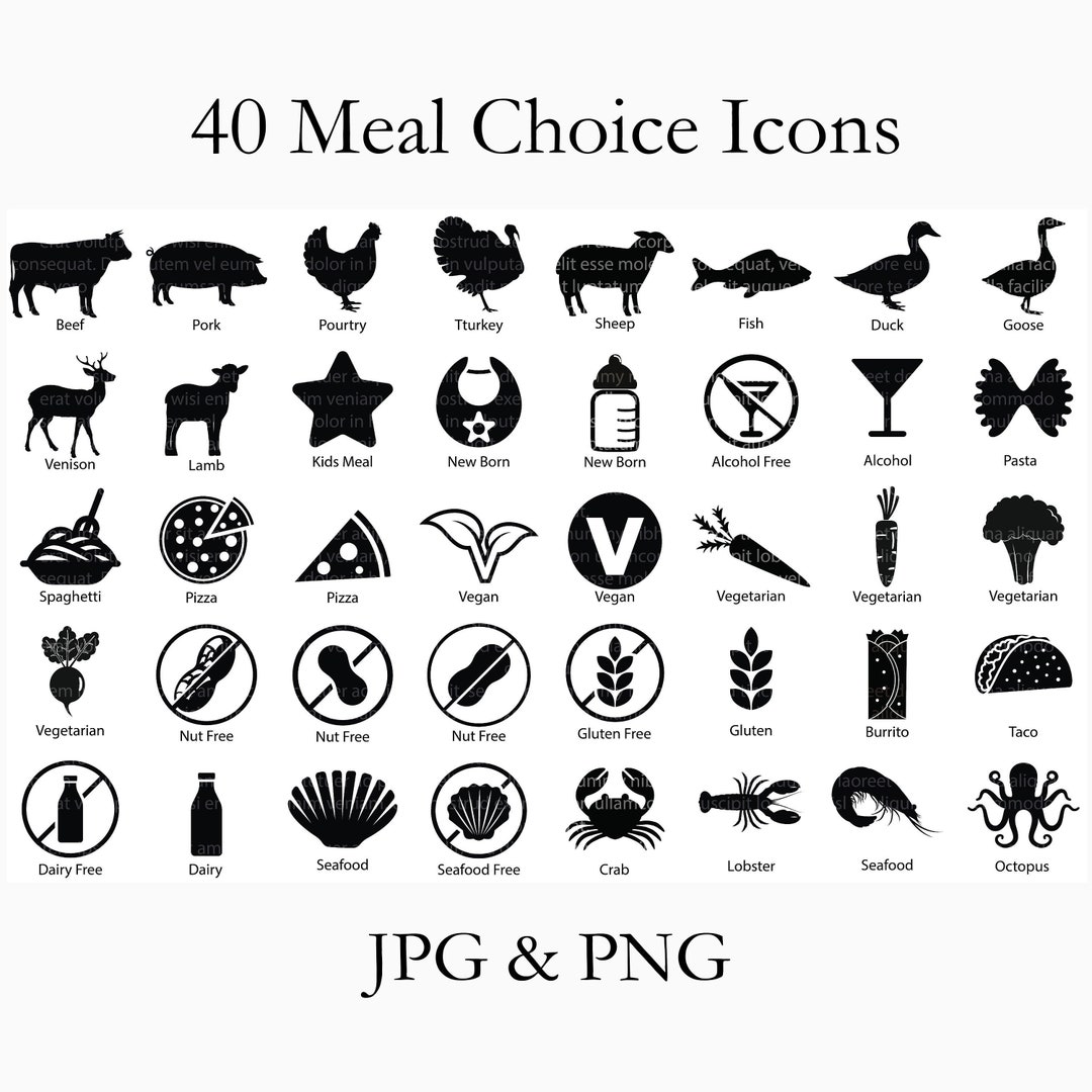 40 Meal Choice Icons PNG and JPG, Transparent Background, Digital Meal ...