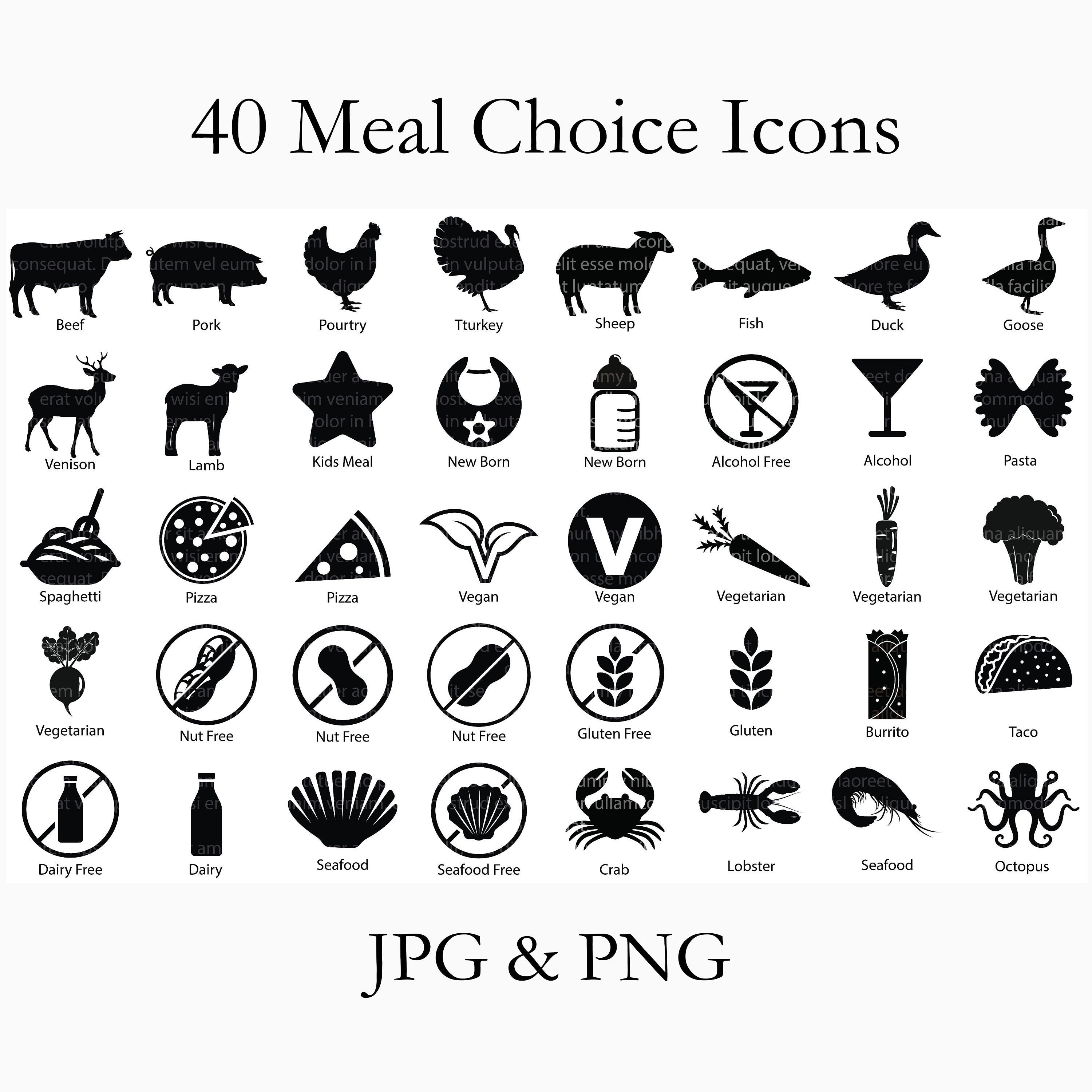 40 Meal Choice Icons PNG and JPG Transparent Background - Etsy