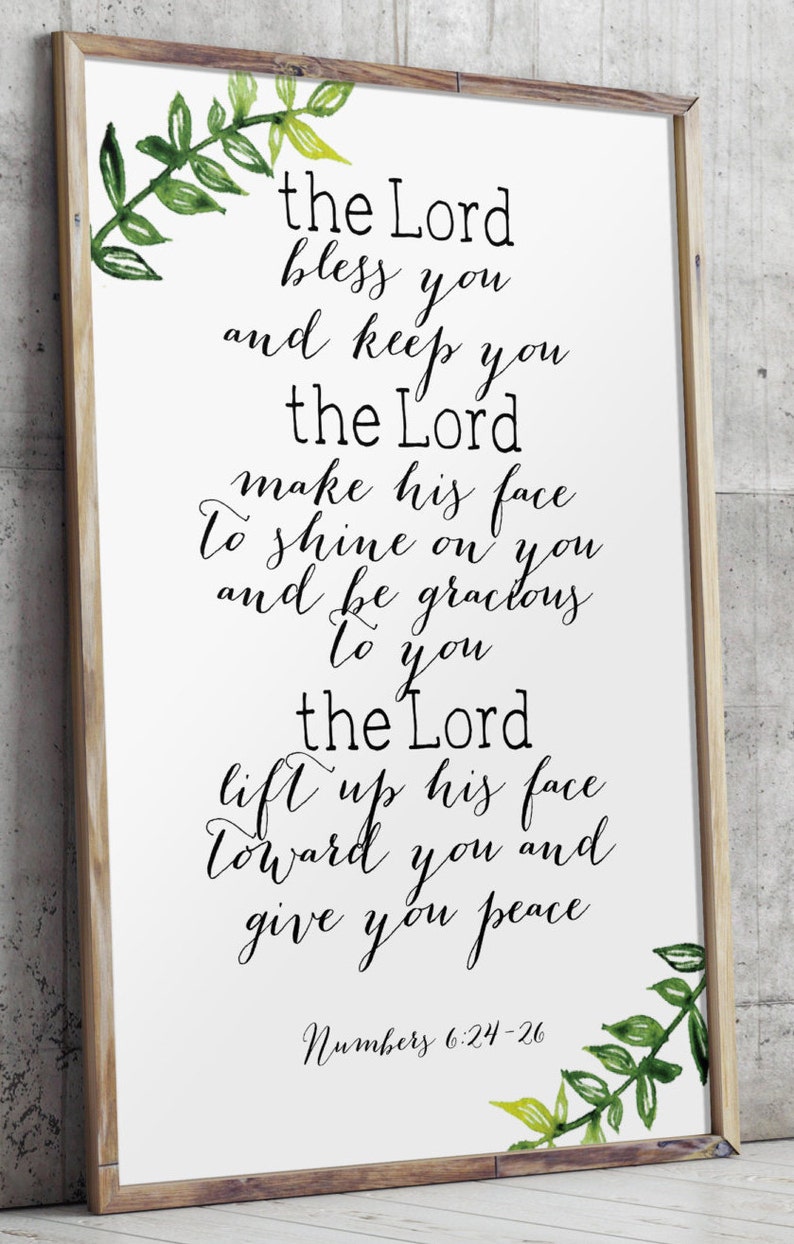 Scripture Art Print, Bible Verse, the Lord Bless You and Keep You ...