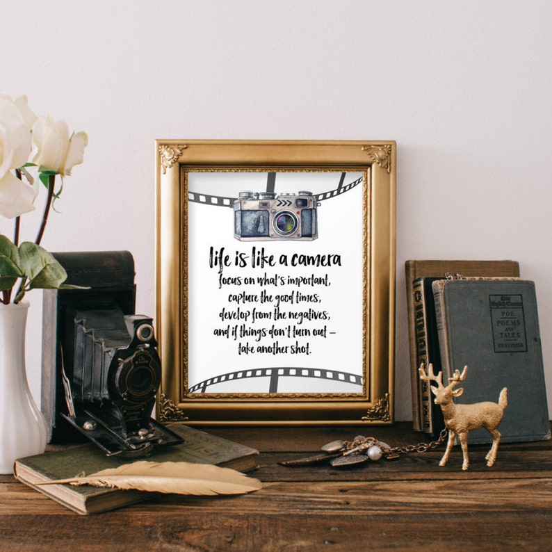 Life is like a camera quotes Inspirational print Positive | Etsy