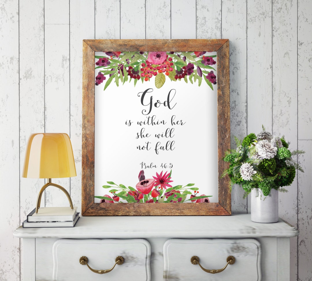 Scripture Art Wall Decor, Bible Verse Printable, God is Within Her ...