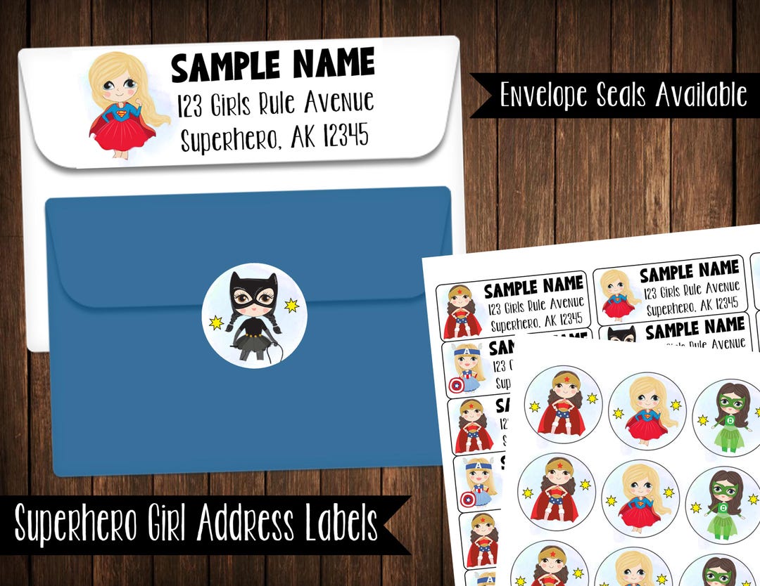 Superhero Character Address Labels, Mailing Labels - Etsy