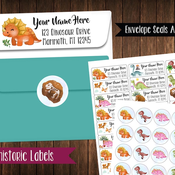 Dinosaur Labels - Etsy
