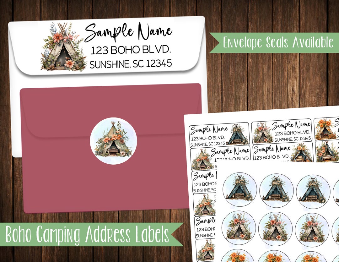 Boho Camping Address Labels, Mailing Labels - Etsy