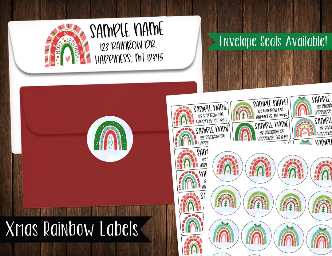 Christmas Rainbow Address Labels, Mailing Labels - Etsy UK