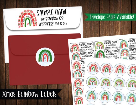 Christmas Rainbow Address Labels Mailing Labels - Etsy UK