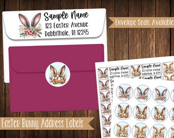 Bunny Address Labels, Easter Return Mailing Stickers, Easter Bunny ...