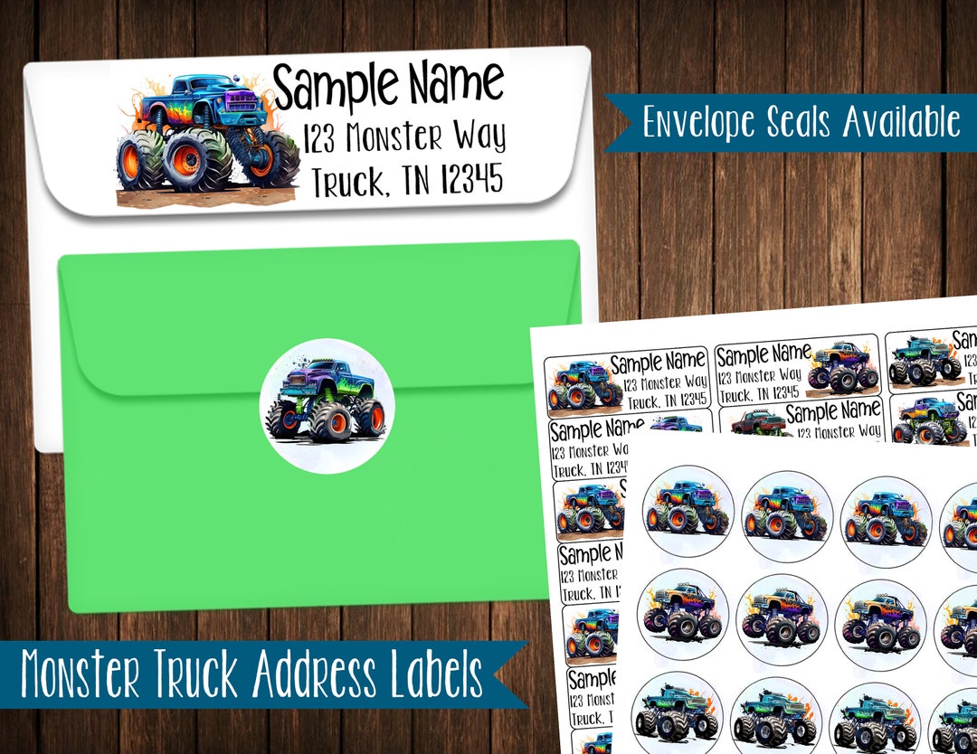 Monster Truck Address Labels, Mailing Labels - Etsy