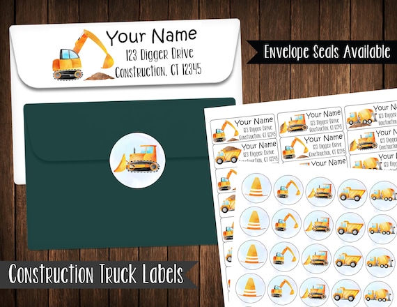 Construction Truck Address Labels Mailing Labels | Etsy