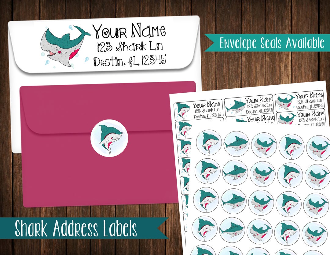 Shark Address Labels, Shark Party, Shark Mailing Labels - Etsy