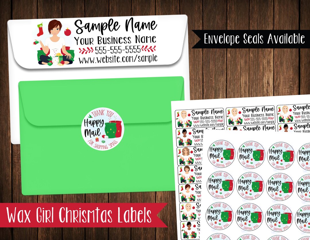 Wax Melt Girl Address Labels, Mailing Labels Christmas Theme - Etsy