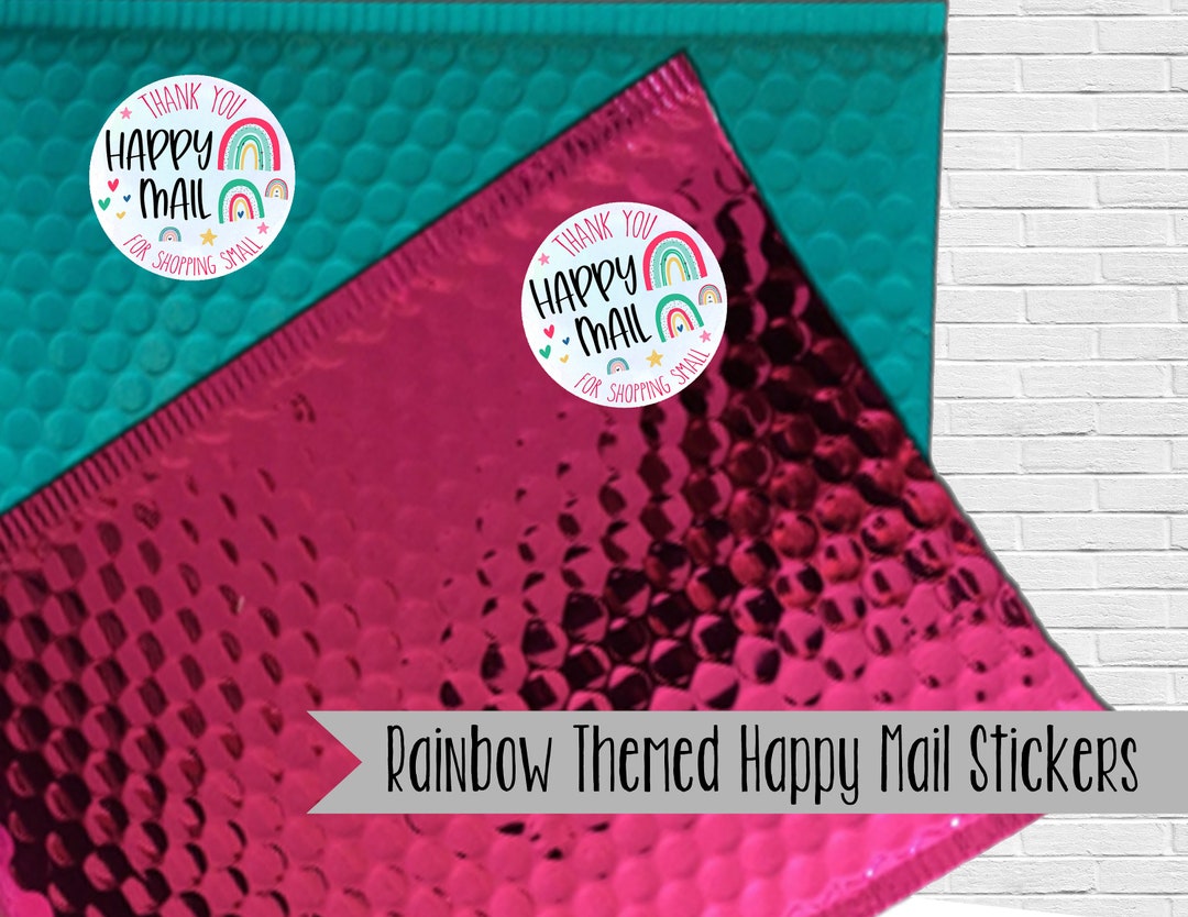 Rainbow Happy Mail Stickers - Etsy