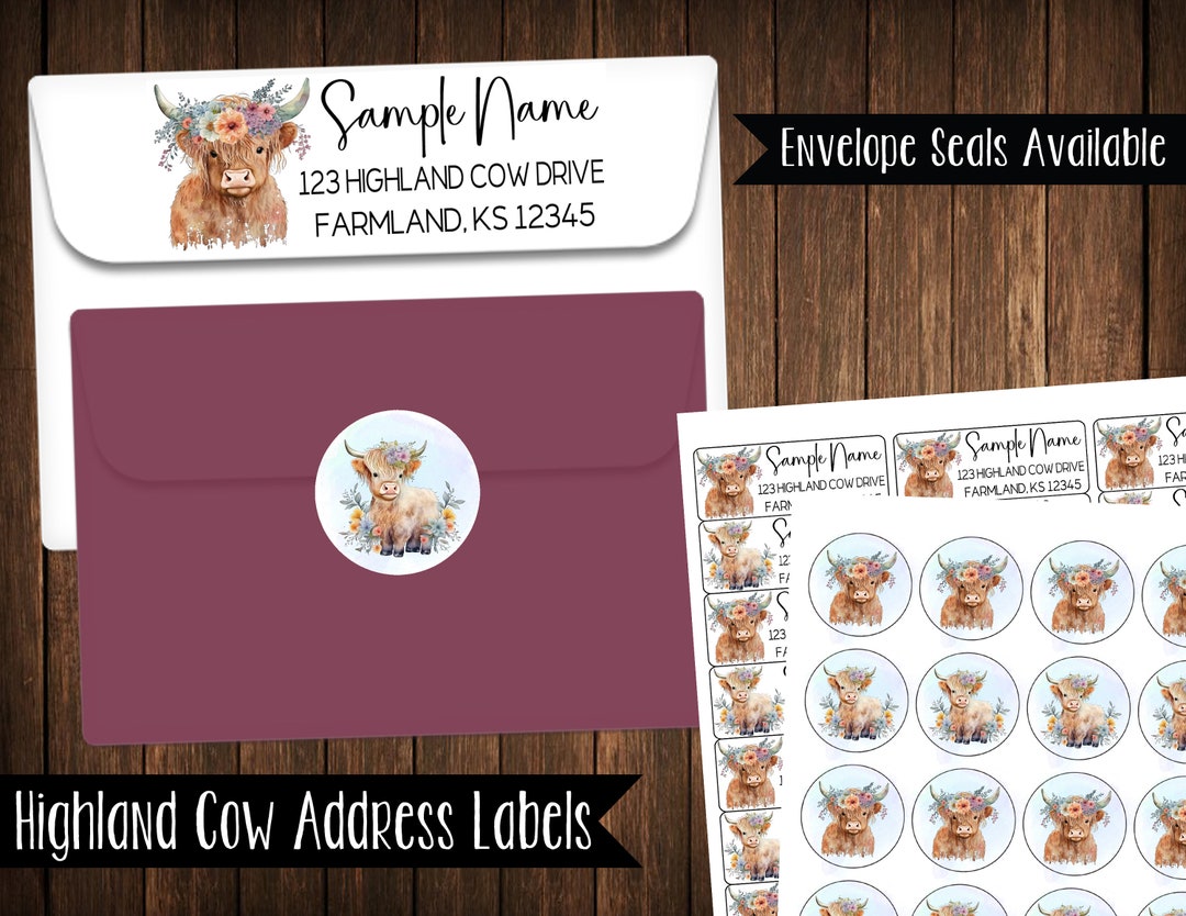 Highland Cow Address Labels, Mailing Labels - Etsy