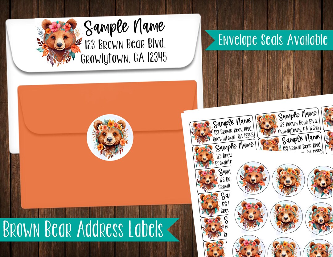 Brown Bear Address Labels, Mailing Labels - Etsy