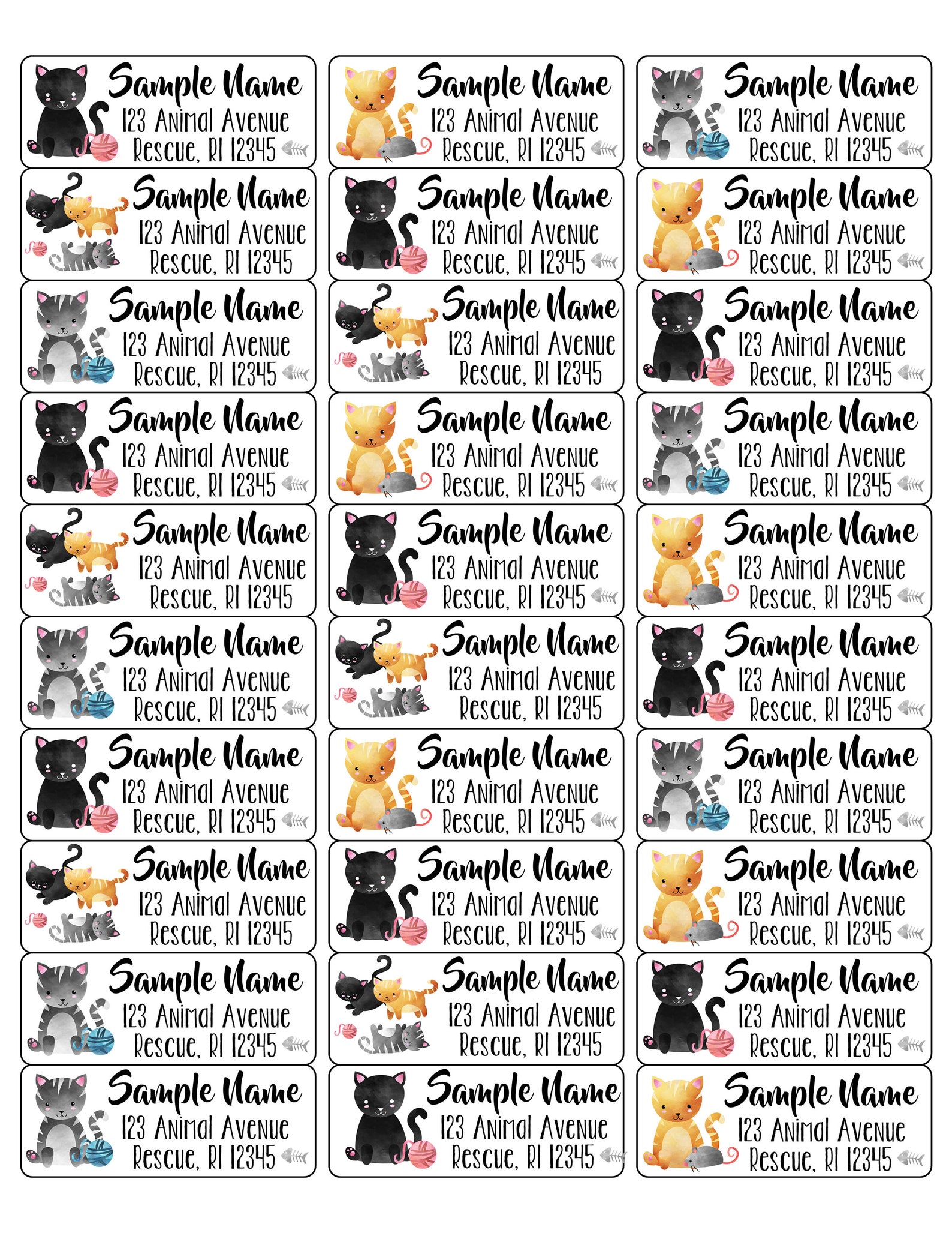 Kitty Cat Address Labels Mailing Labels - Etsy