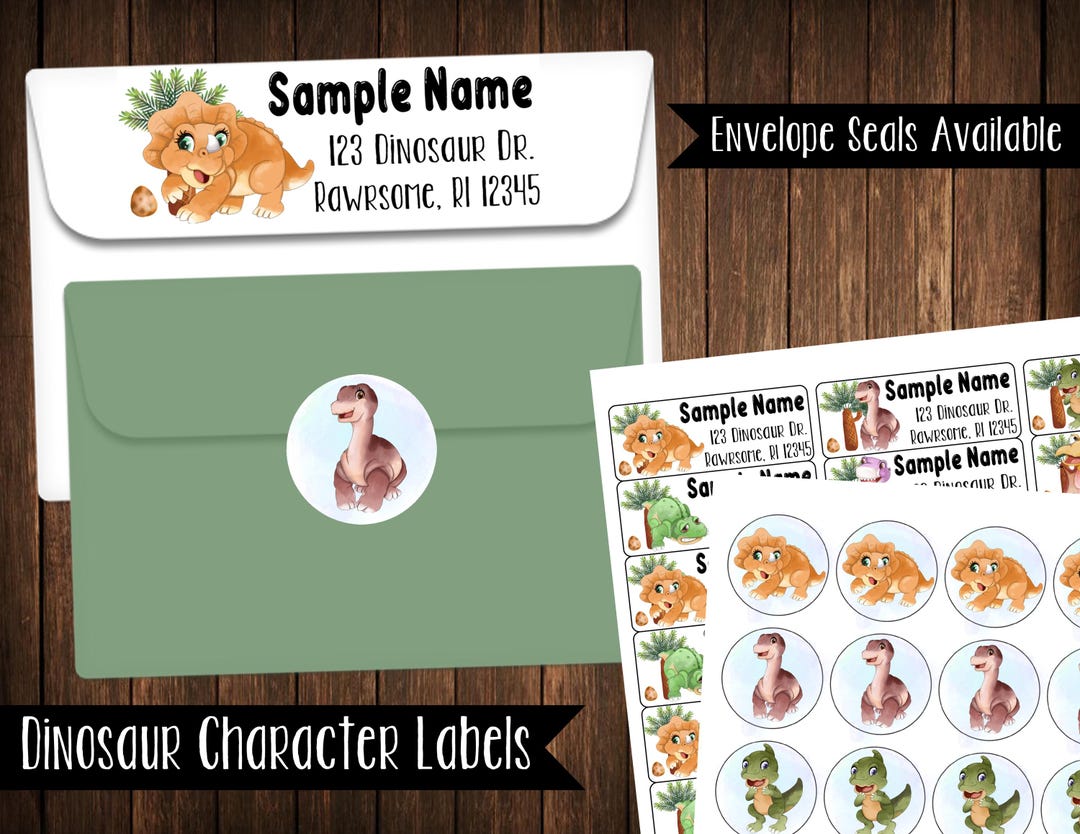 Dinosaur Character Address Labels, Mailing Labels - Etsy
