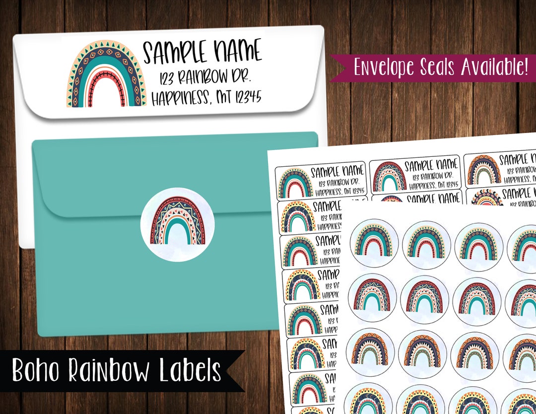 Boho Rainbow Address Labels, Mailing Labels - Etsy New Zealand