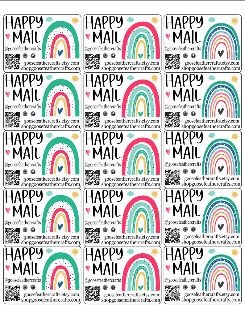 Rainbow Happy Mail Stickers---large Rectangular - Etsy