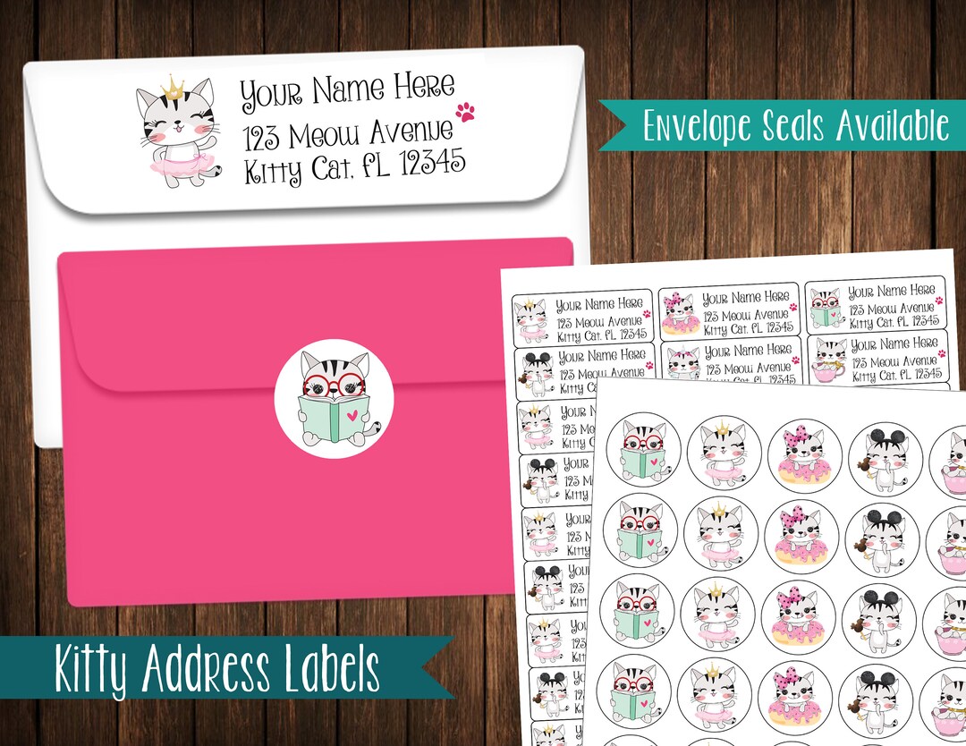 Cute Cat Address Labels, Cute Kitten Address Labels, Mailing Labels - Etsy