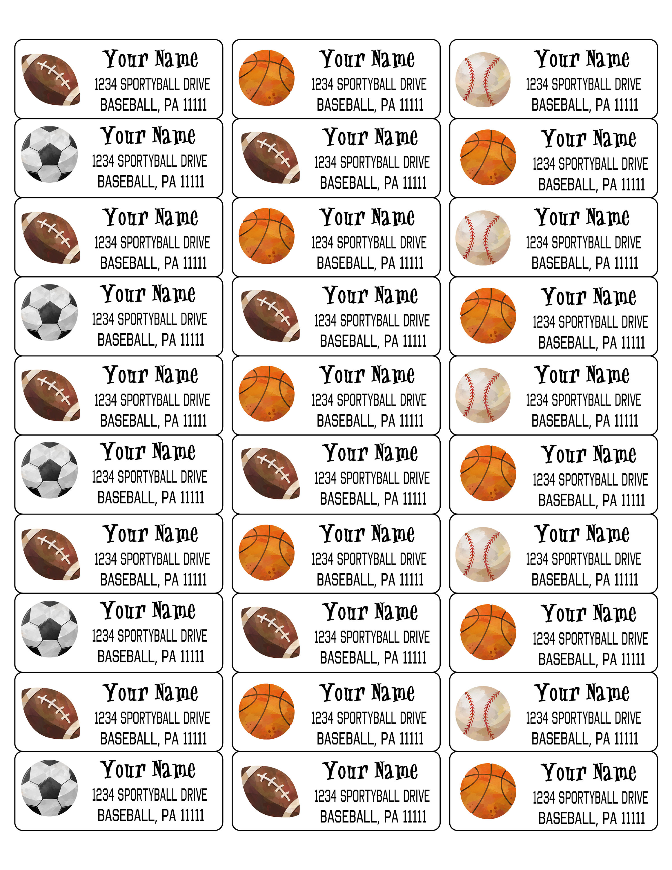 Sports Address Labels Mailing Labels Sports Themed Party - Etsy Canada