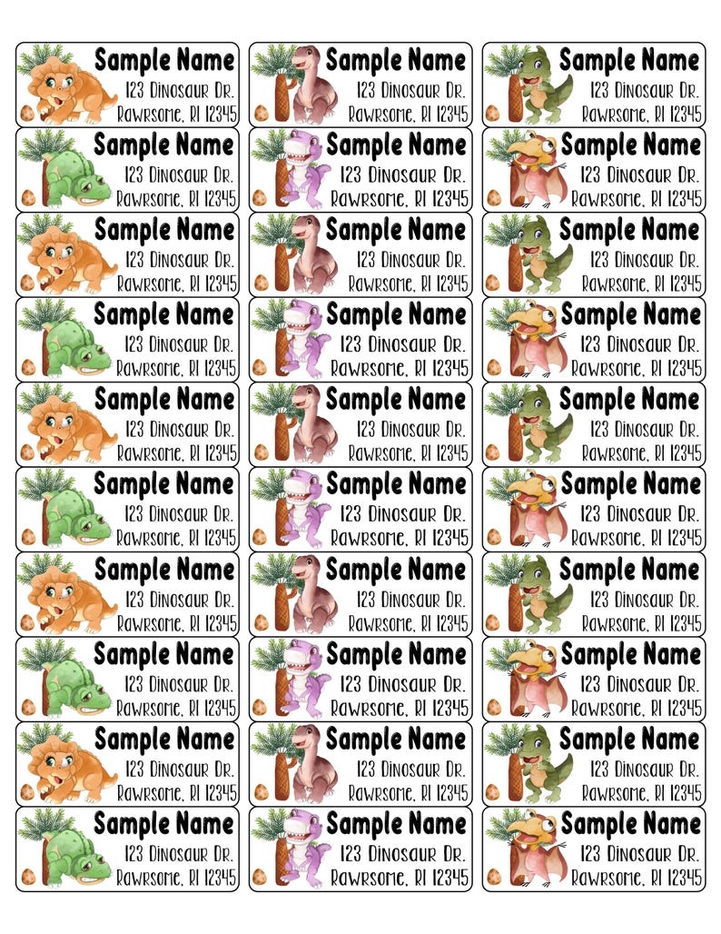 Dinosaur Character Address Labels, Mailing Labels - Etsy