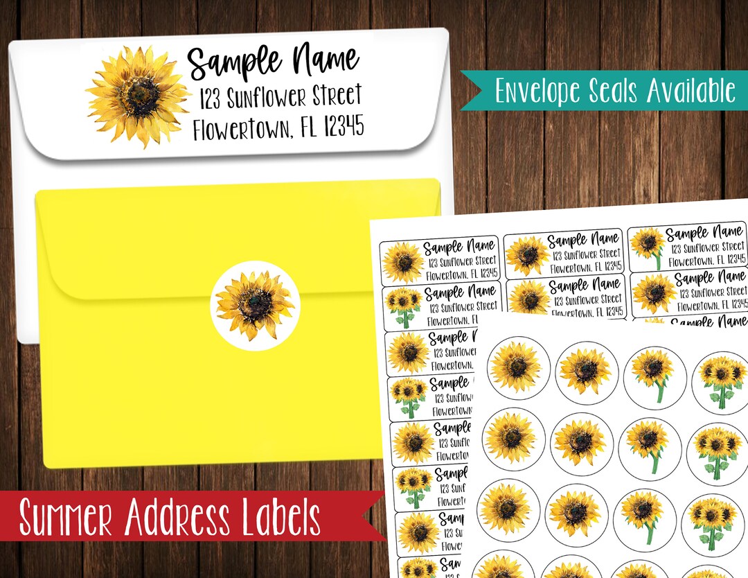 Sunflower Address Labels, Mailing Labels - Etsy
