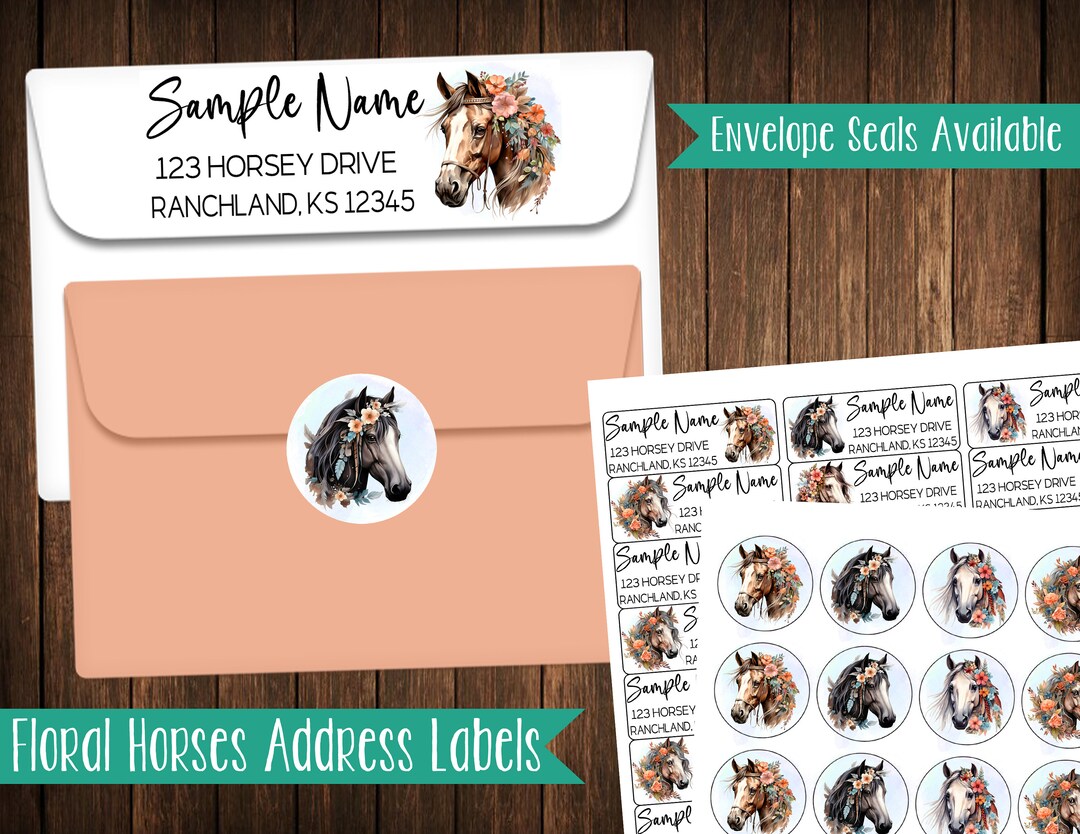 Floral Horse Address Labels, Mailing Labels - Etsy