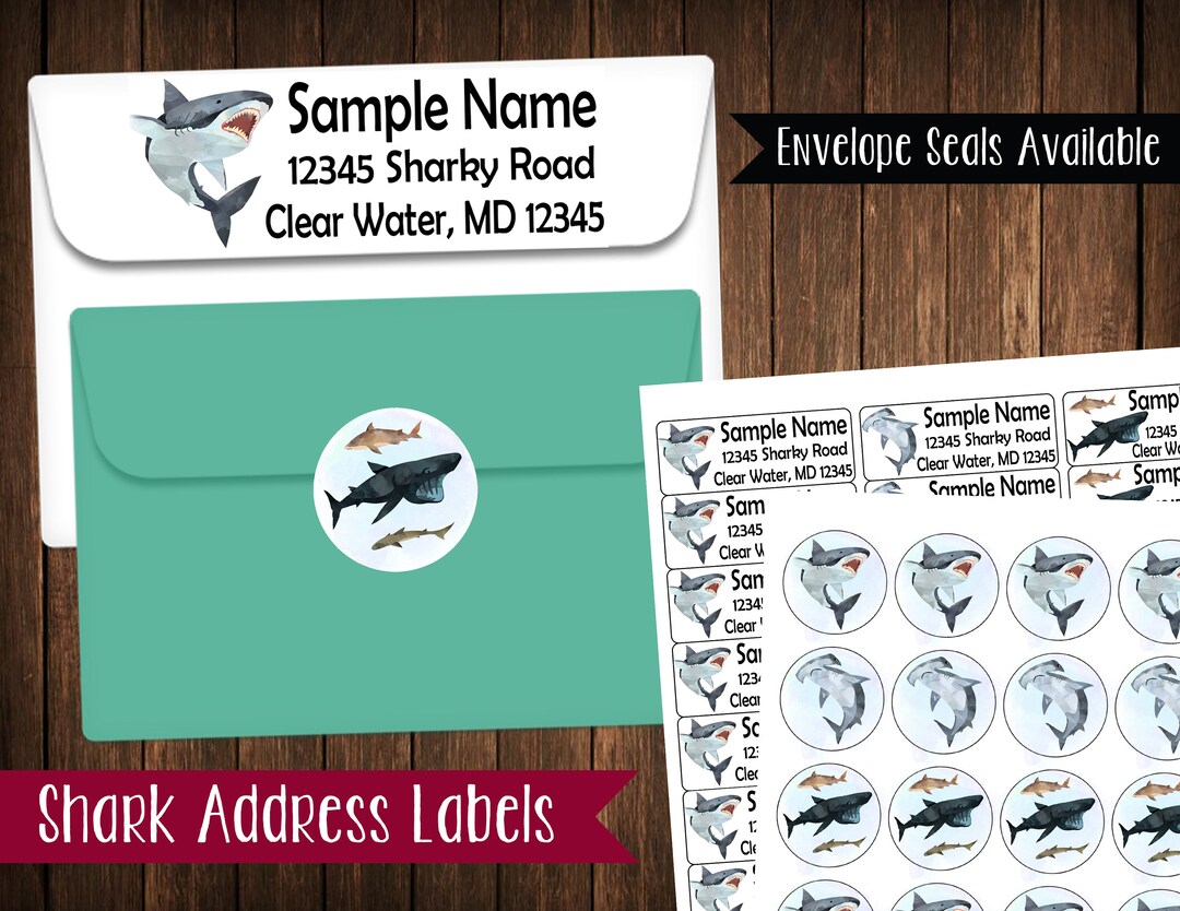 Shark Address Labels, Mailing Labels - Etsy