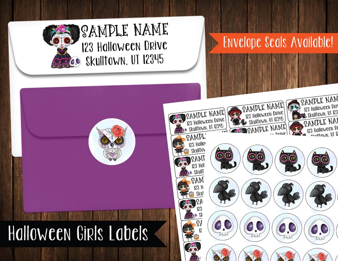 Halloween Girls Address Labels, Mailing Labels - Etsy