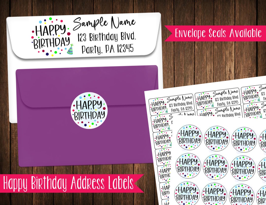 Happy Birthday Address Labels, Mailing Labels - Etsy